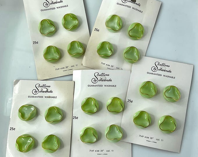 Set of 20 Green Gold Vintage Glass Buttons Small Gold Embellishment - Etsy