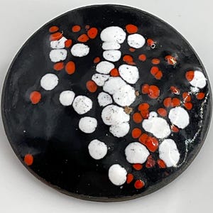 Vintage Enamel Medium Button Red White Black Counter Enameled - Etsy