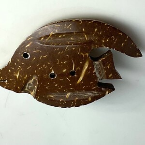 Large Realistic Shape Carved Coconut Shell Fish Button Vintage - Etsy