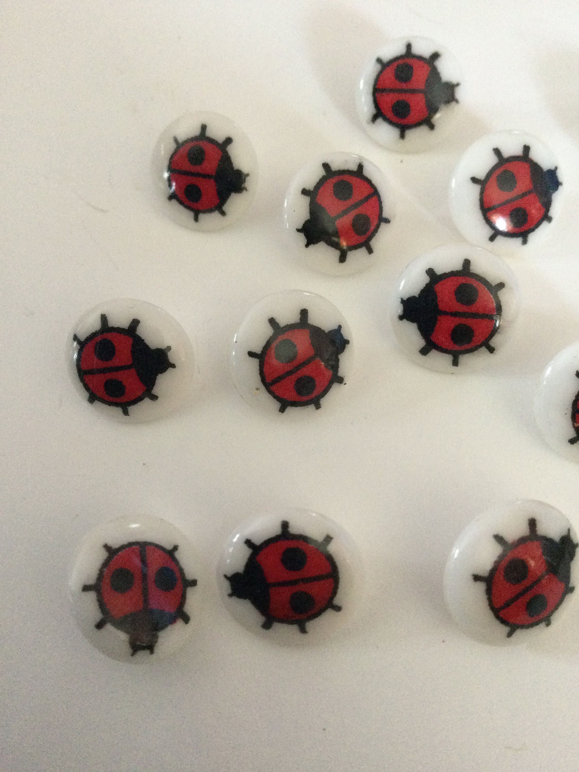 Set 14 Ladybug Buttons Vintage Plastic Small Red White - Etsy
