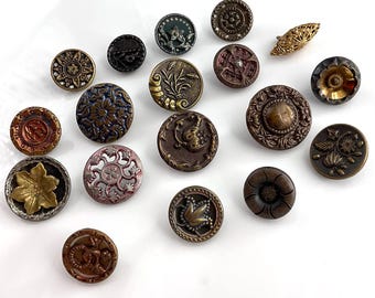 Lot 24 Unusual Antique Colorful China Buttons Small Medium Old Metal ...