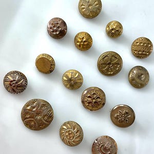 Lot of 15 Antique Gilt Golden Age Buttons Old Variety Victorian Small ...
