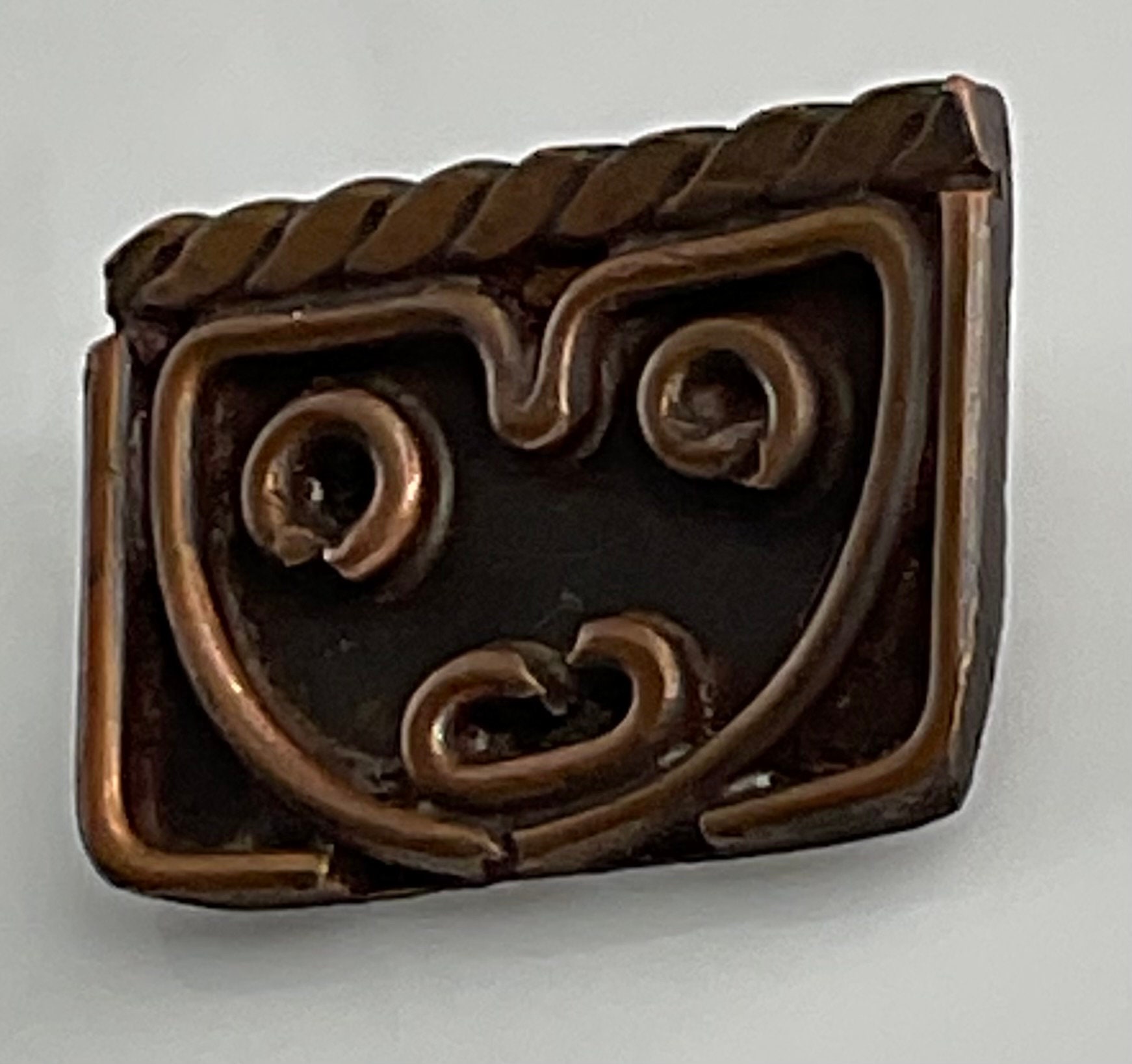 Vintage Copper Brass Mexican Face Mask Rectangle Shape Metal - Etsy