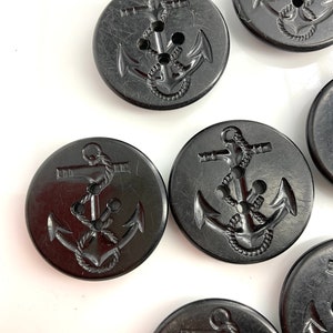 Set 11 Big Pea Coat Anchor Large Black Picture Buttons Old Anchors ...