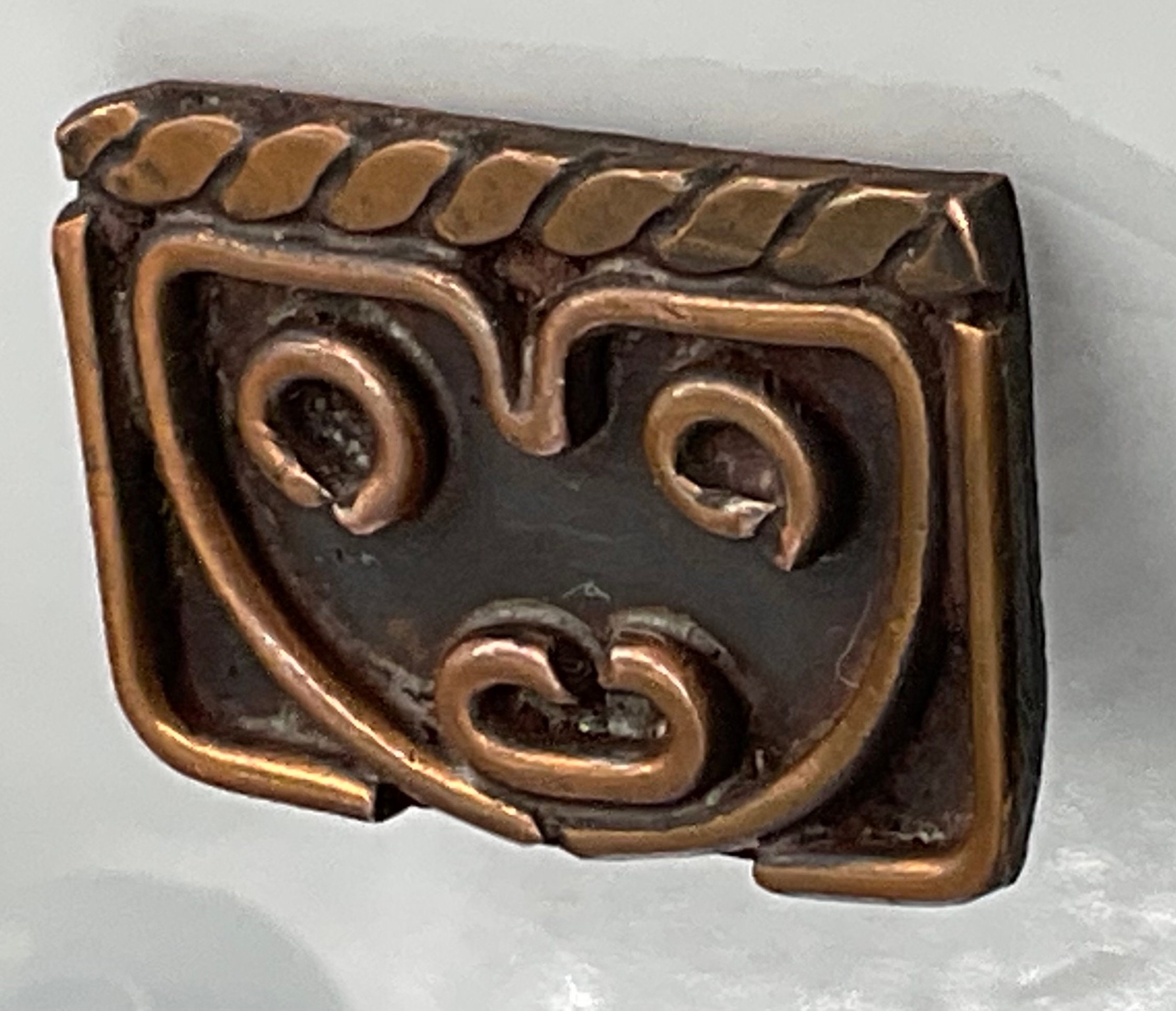 Vintage Copper Brass Mexican Face Mask Rectangle Shape Metal - Etsy