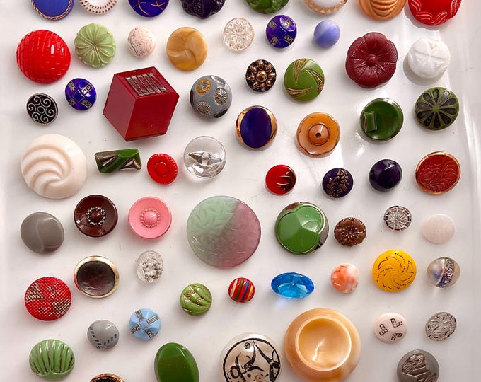 Bulk Lot 60 Vintage Colorful Glass Buttons Variety Sizes Shapes Colors ...