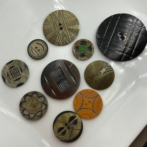 Lot 10 Old Celluloid Wafer Buttons Large XL Antique Extra Large Variety ...