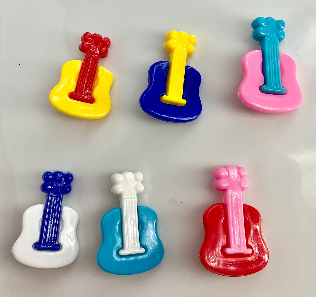 Lot 6 Set Large Vintage Guitar Shape Musical Instruments Buttons Snap ...