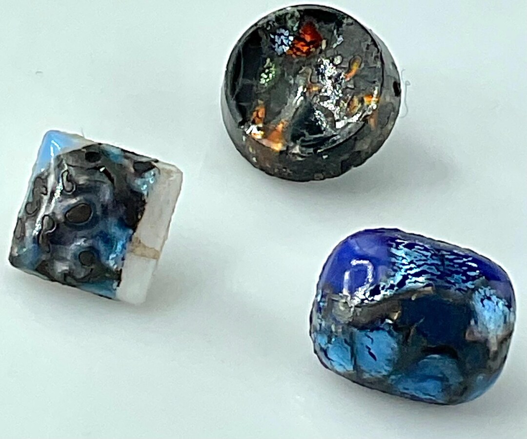 Lot 3 Vintage Leo Popper Glass Buttons Paperweight Foil Old Variety ...