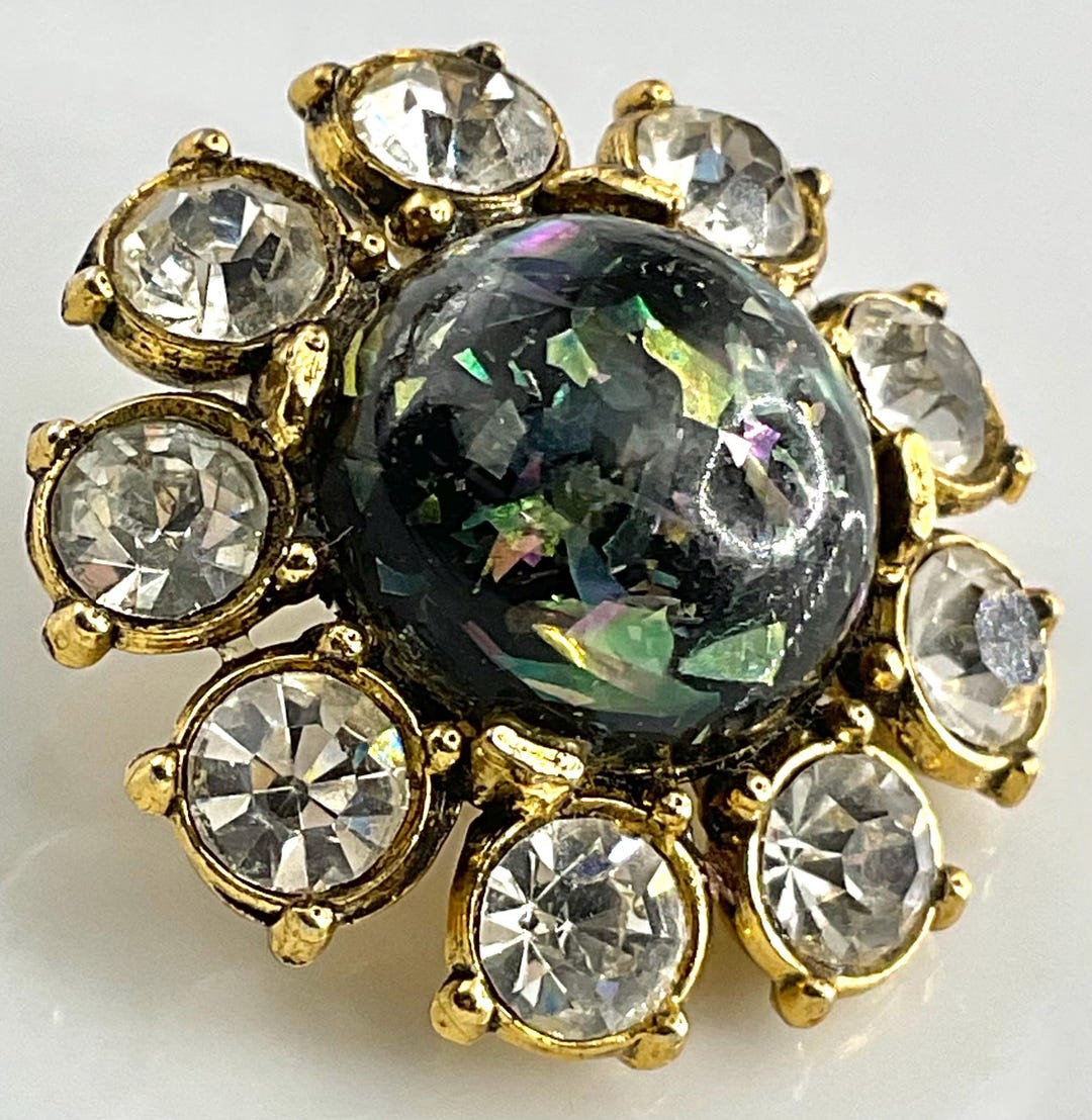 Medium Colorful Plastic Jewel Embedded Mica Metal Button Rhinestone ...
