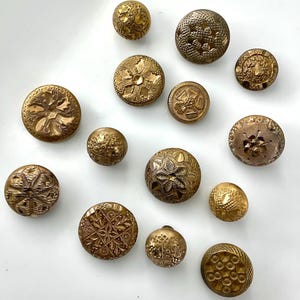 Lot of 15 Antique Gilt Golden Age Buttons Old Variety Victorian Small ...