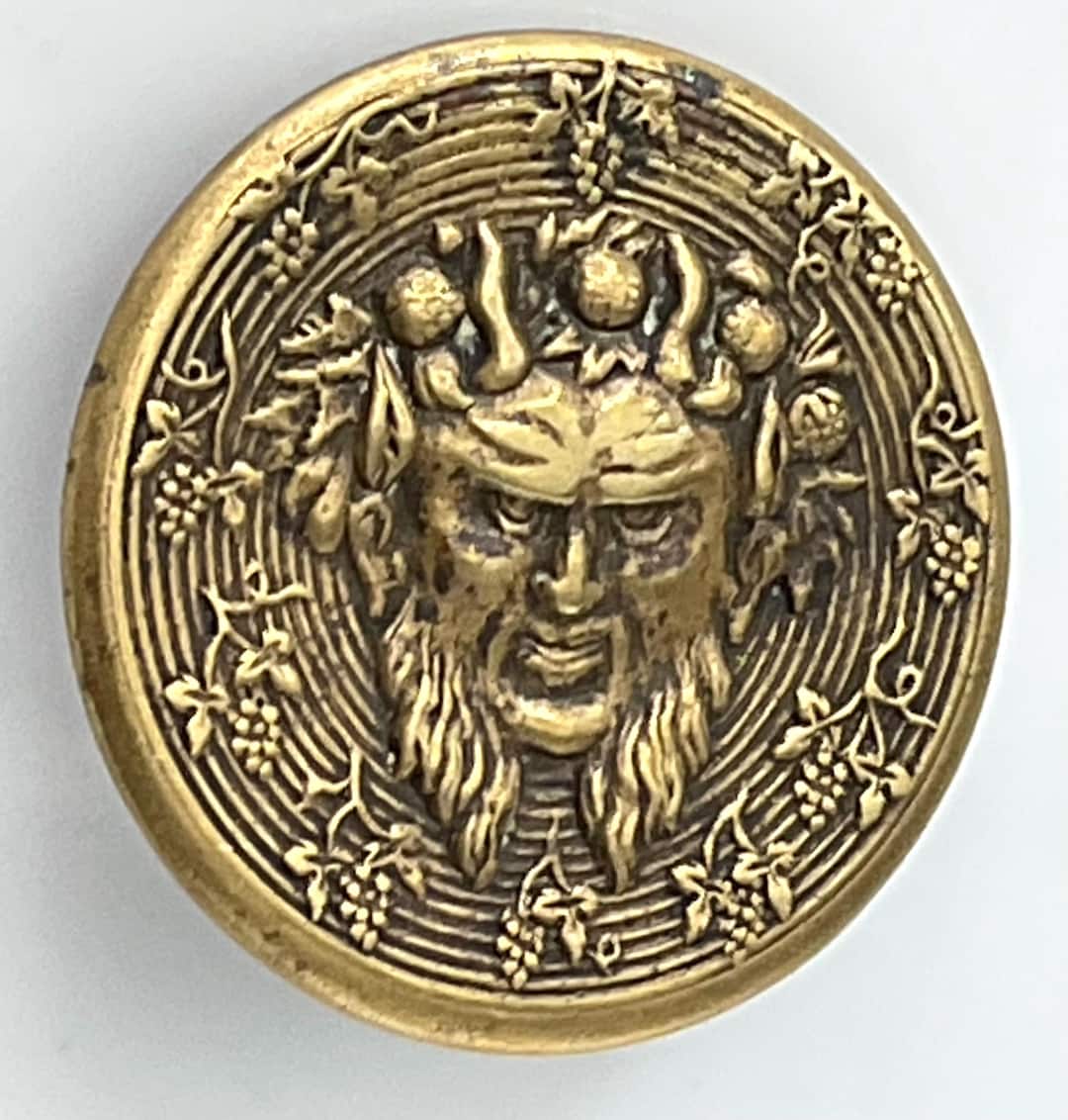 Bacchus God Grapes Dionysus Medium Mythology Old Metal Picture Button ...