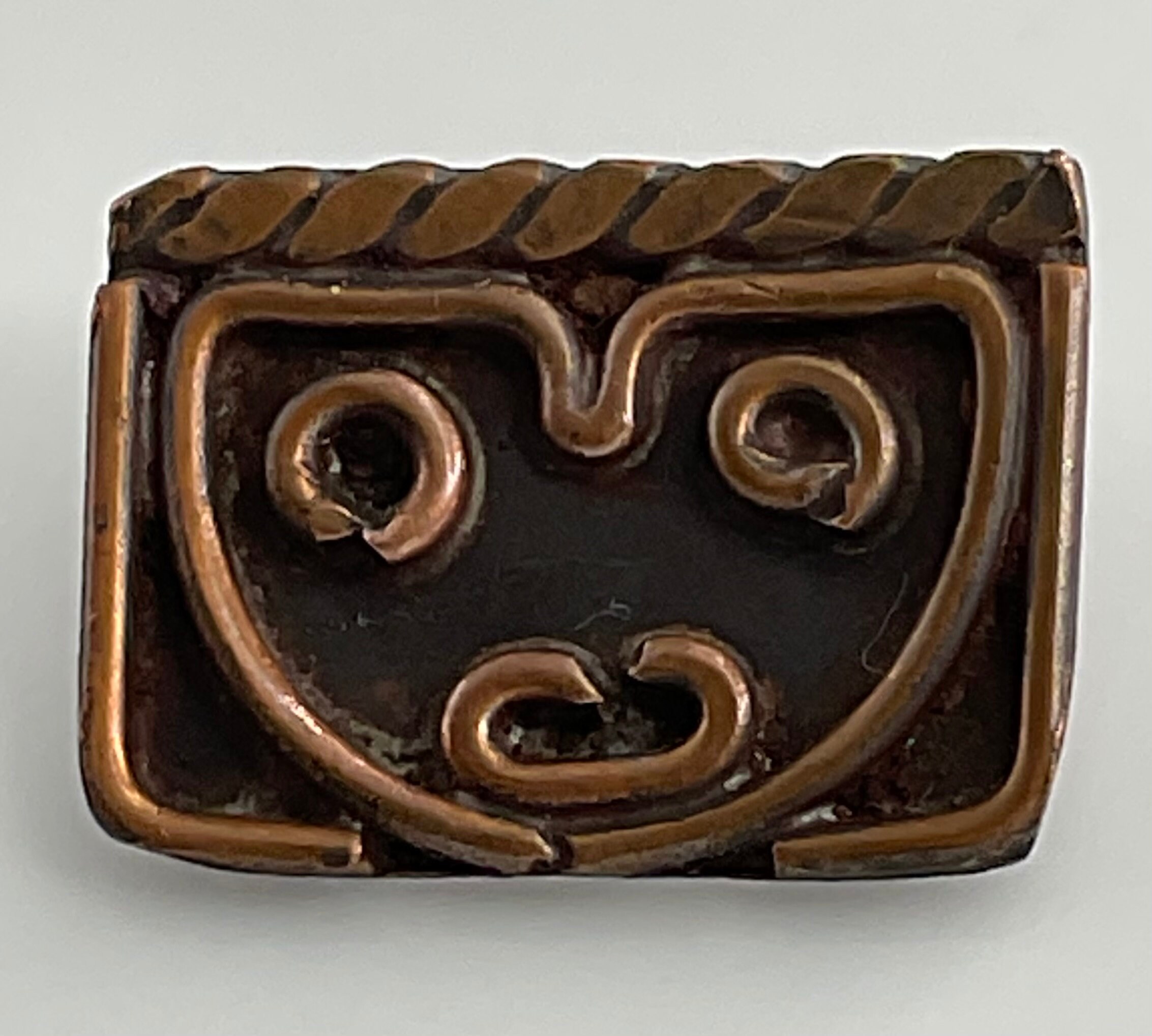 Vintage Copper Brass Mexican Face Mask Rectangle Shape Metal - Etsy