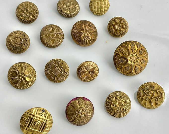Lot of 15 Antique Gilt Golden Age Buttons Old Variety - Etsy