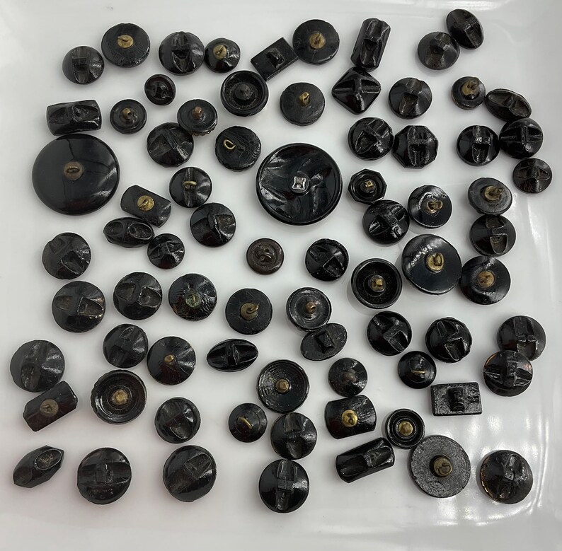 Lot 75 Antique Black Glass Gold Luster Outline Antique Buttons - Etsy