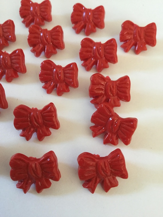 Set 15 Red Bow Ribbons Realistic Shape Vintage Buttons Small - Etsy
