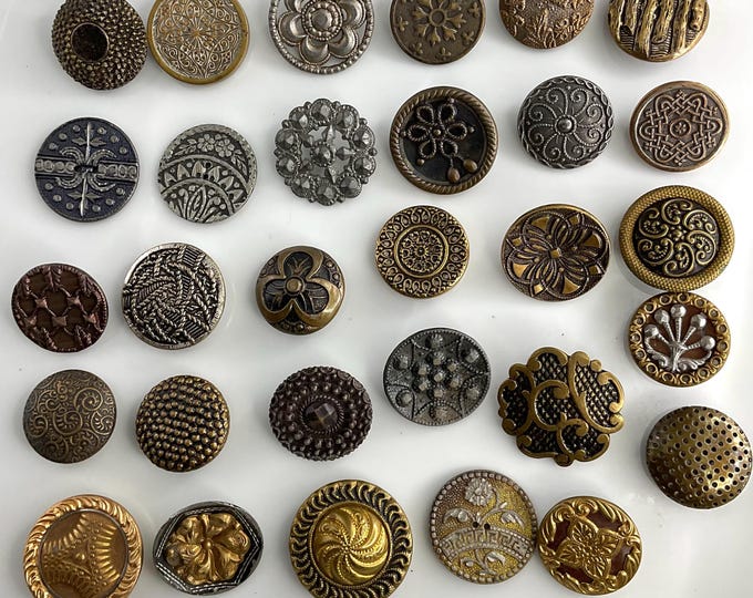 Lot 24 Unusual Antique Colorful China Buttons Small Medium Old Metal ...