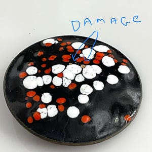 Vintage Enamel Medium Button Red White Black Counter Enameled - Etsy