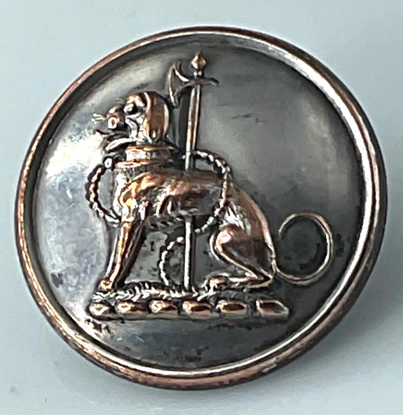 Antique British Livery Button Dog Chain Weapon Metal Firmin Back Mark ...