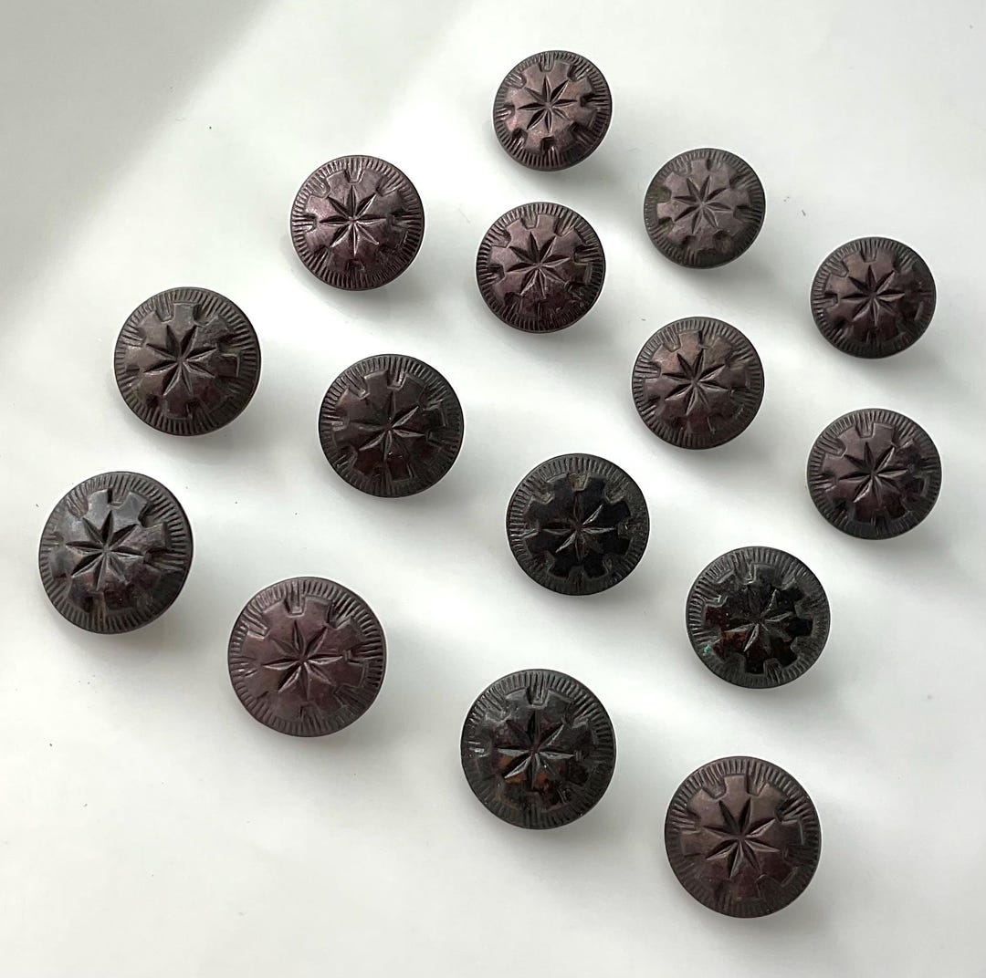 Set 15 Antique Small Metal Buttons Floral Botanical Old Flower Great ...