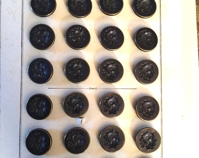 Set 24 Antique Small Metal Warrior Portrait Picture Buttons Old ...