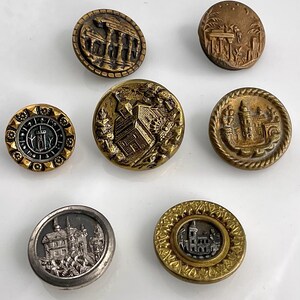 Lot 7 Antique Building Architecture Small Metal Picture Buttons Old ...
