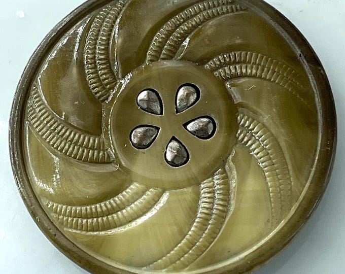 Big Victorian Celluloid Tighttop Perforate Metal Button Antique Old ...