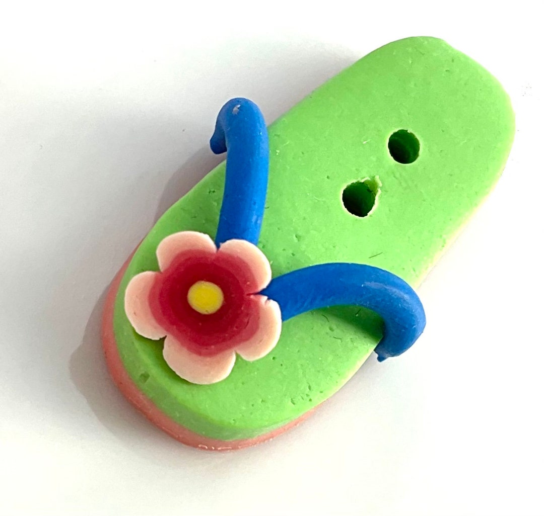 Flip Flop Shoe Small Realistic Shape Button Flipflop Soft Rubber - Etsy