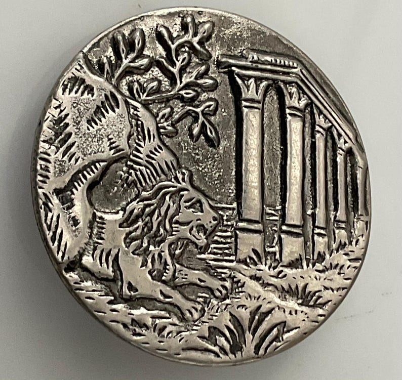 Large Antique Lion Guards Ancient Temple Palmyra Picture Button ...