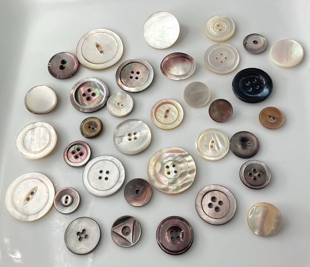Bulk Lot 34 Antique Pearl Buttons Old Vintage Variety Smokey White - Etsy