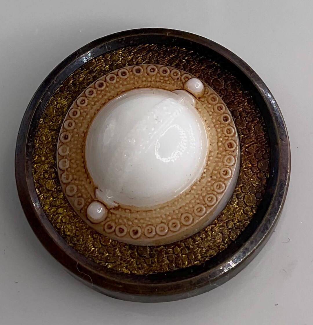 White Milk Glass Center Dome Tint Victorian Medium Padback Shank Button ...