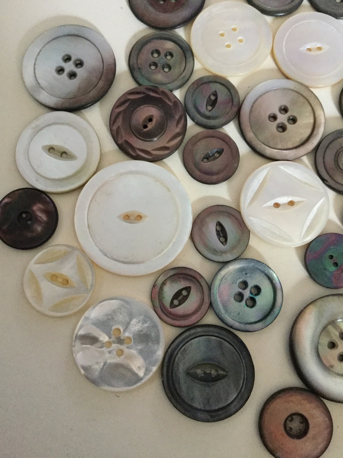 Bulk lot 34 antique pearl buttons old vintage variety Smokey | Etsy