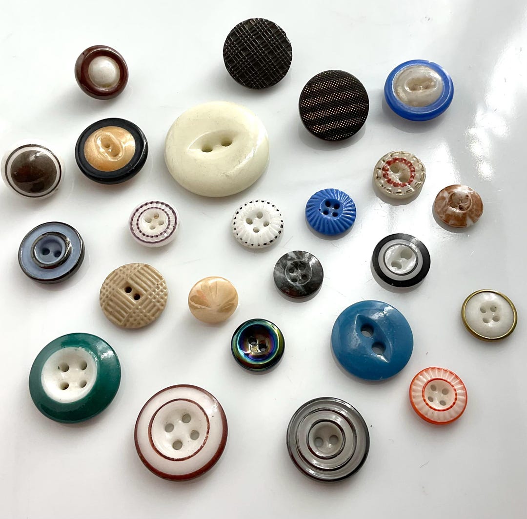 Lot 24 Unusual Antique Colorful China Buttons Small Medium Old Metal ...