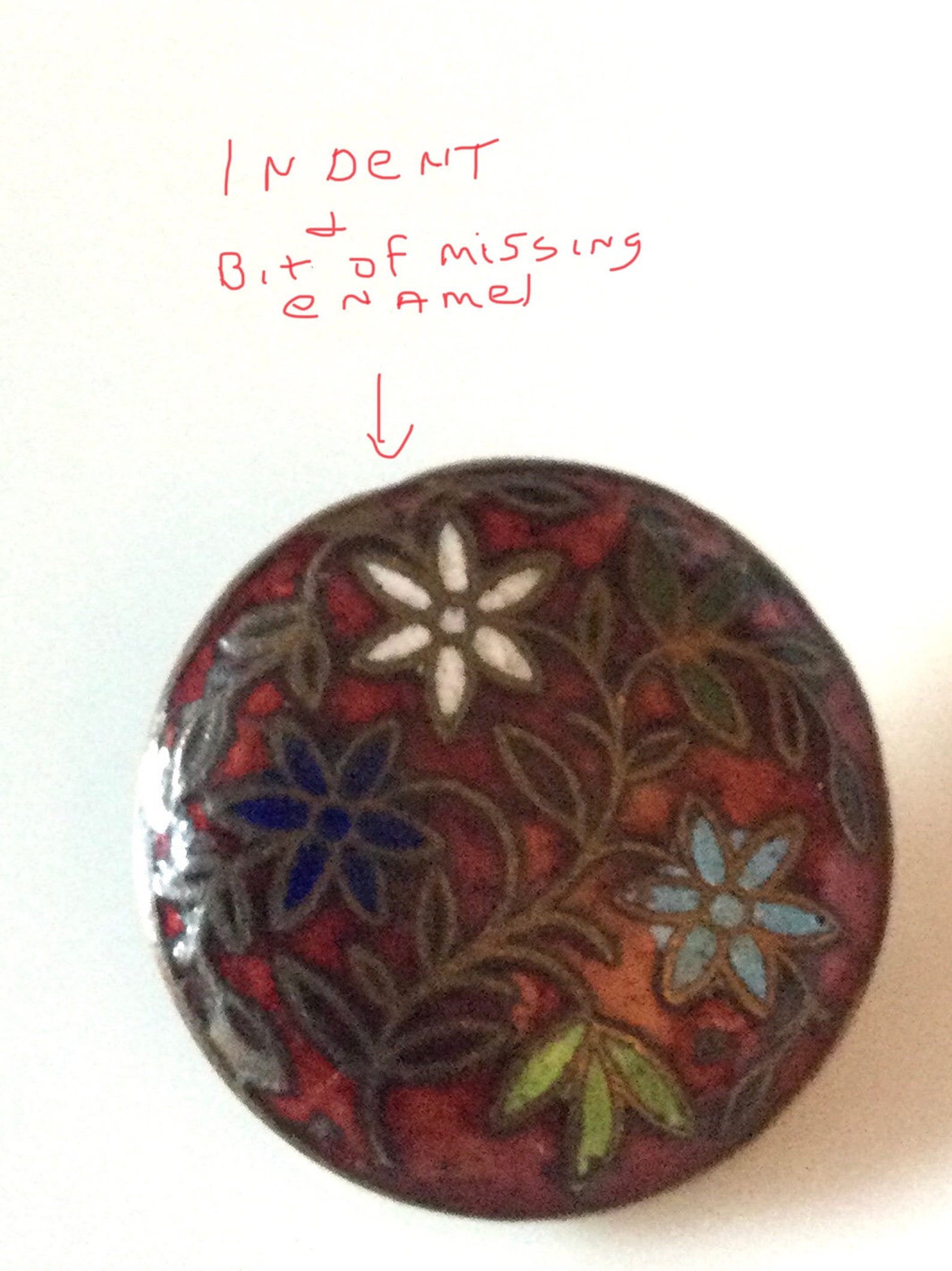 Colorful Flowers Antique Red Enamel Button Old Medium Size - Etsy