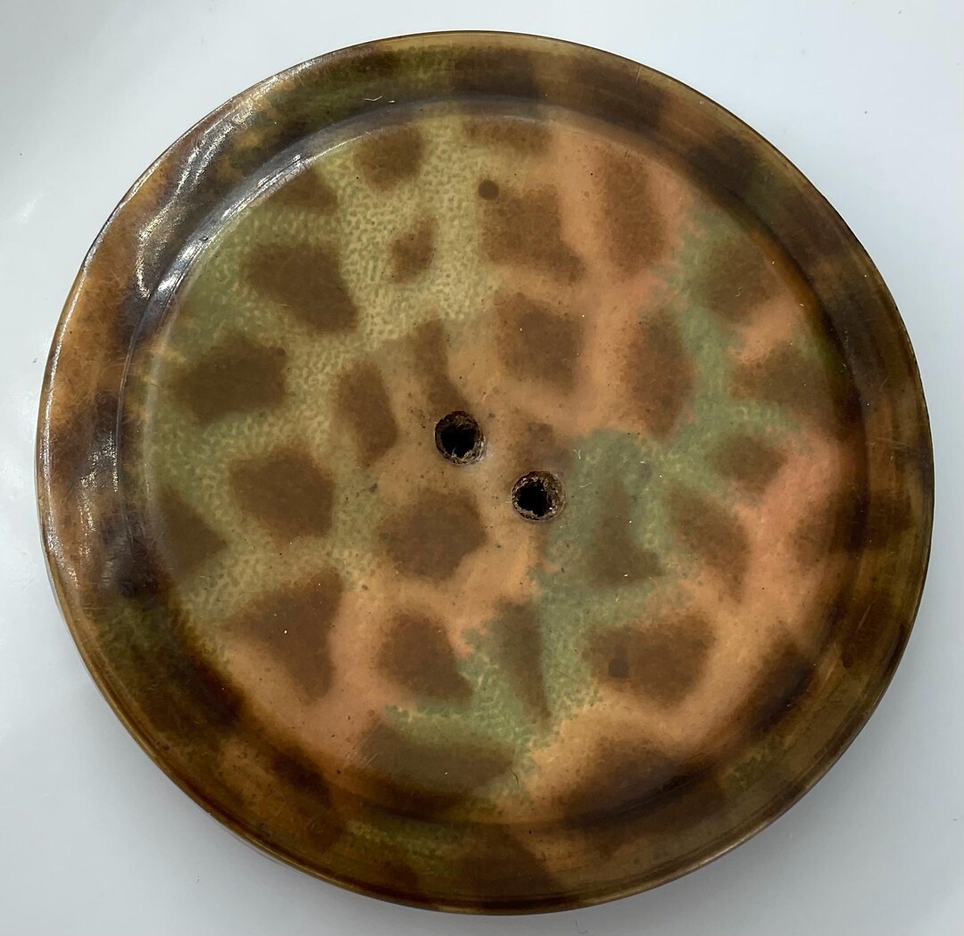 LARGE Antique Tighttop Celluloid Colorful Brown Beige Animal Print ...