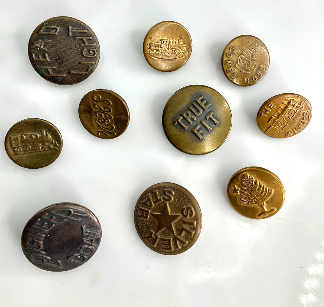 Lot 10 Old Work Clothes Overalls Antique Buttons Verbal Pictorial ...