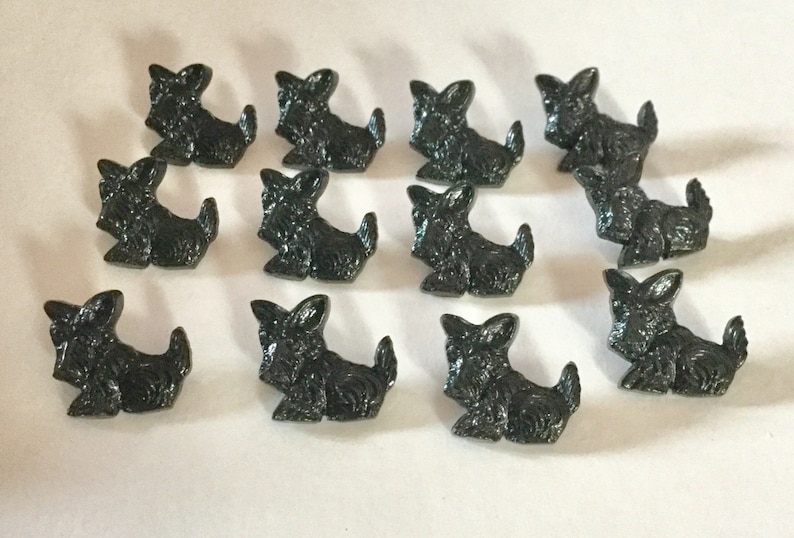Set 12 Vintage Scotty Dog Scottie Scottish Terrier Realistic Shape ...