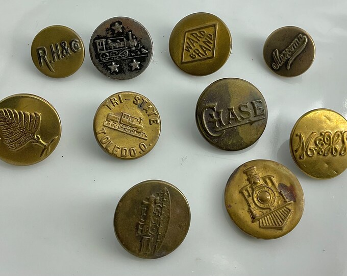 Lot 10 Old Work Clothes Overalls Antique Buttons Variety Verbal ...