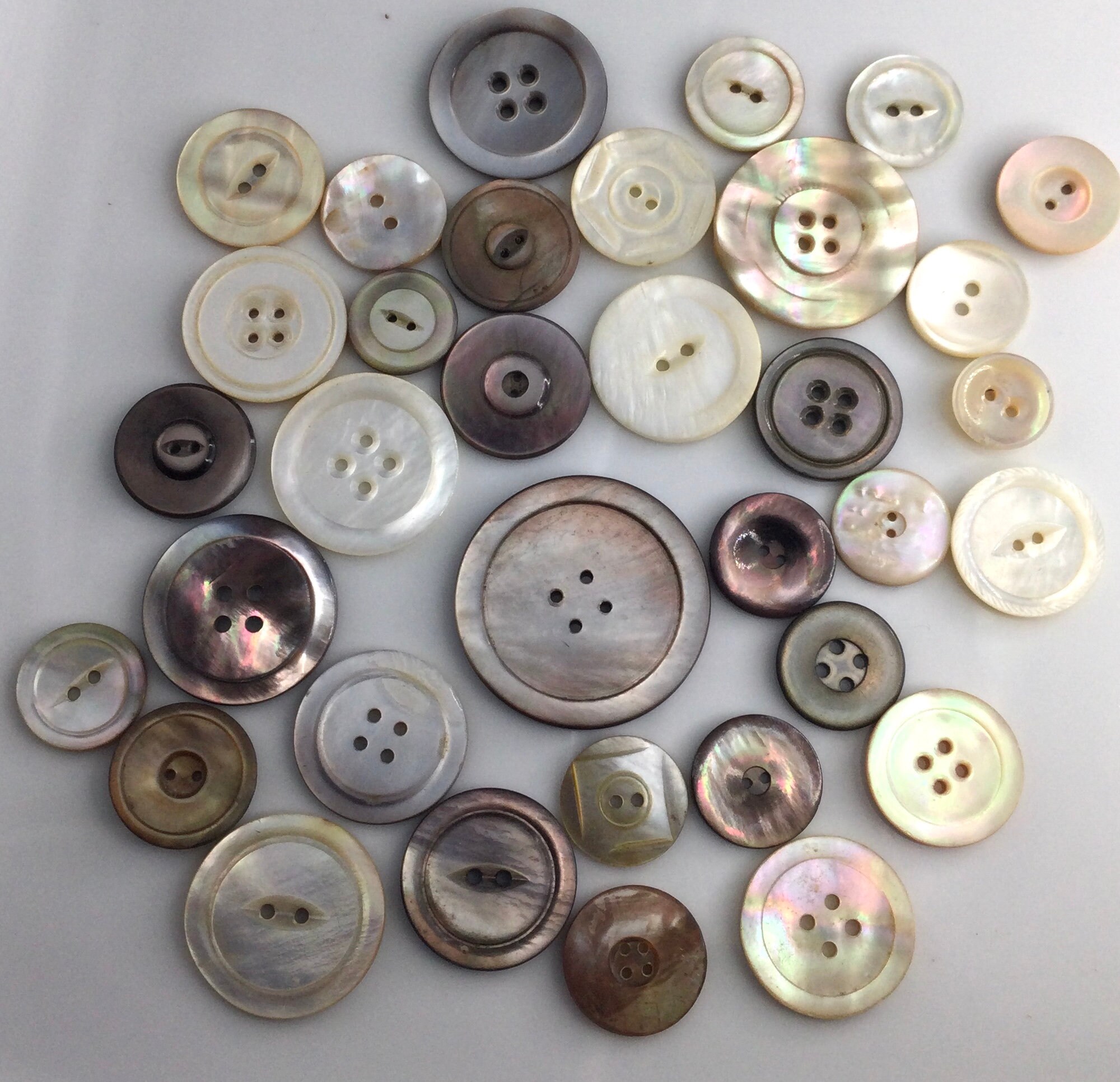 Bulk Lot 34 Antique Pearl Buttons Old Vintage Variety Smokey | Etsy