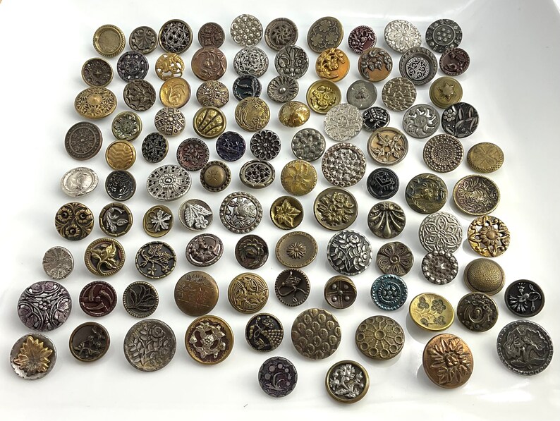 Lot 100 Antique Small Metal Buttons Old Variety Tints Flowers - Etsy
