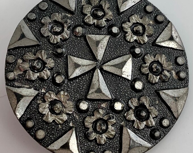 Victorian Pewter Cross Flowers Antique Metal Button Floral Old Large ...
