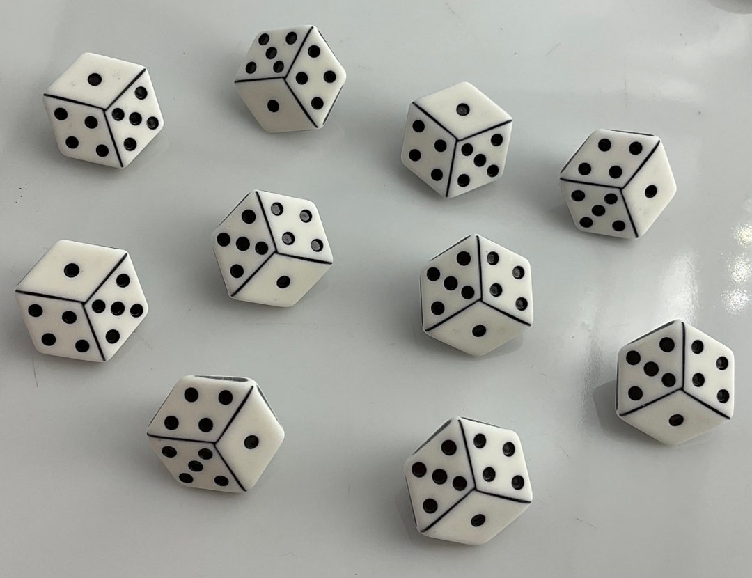 Set 10 Small Dice Novelty Plastic Buttons Hexagon Shape Vintage ...
