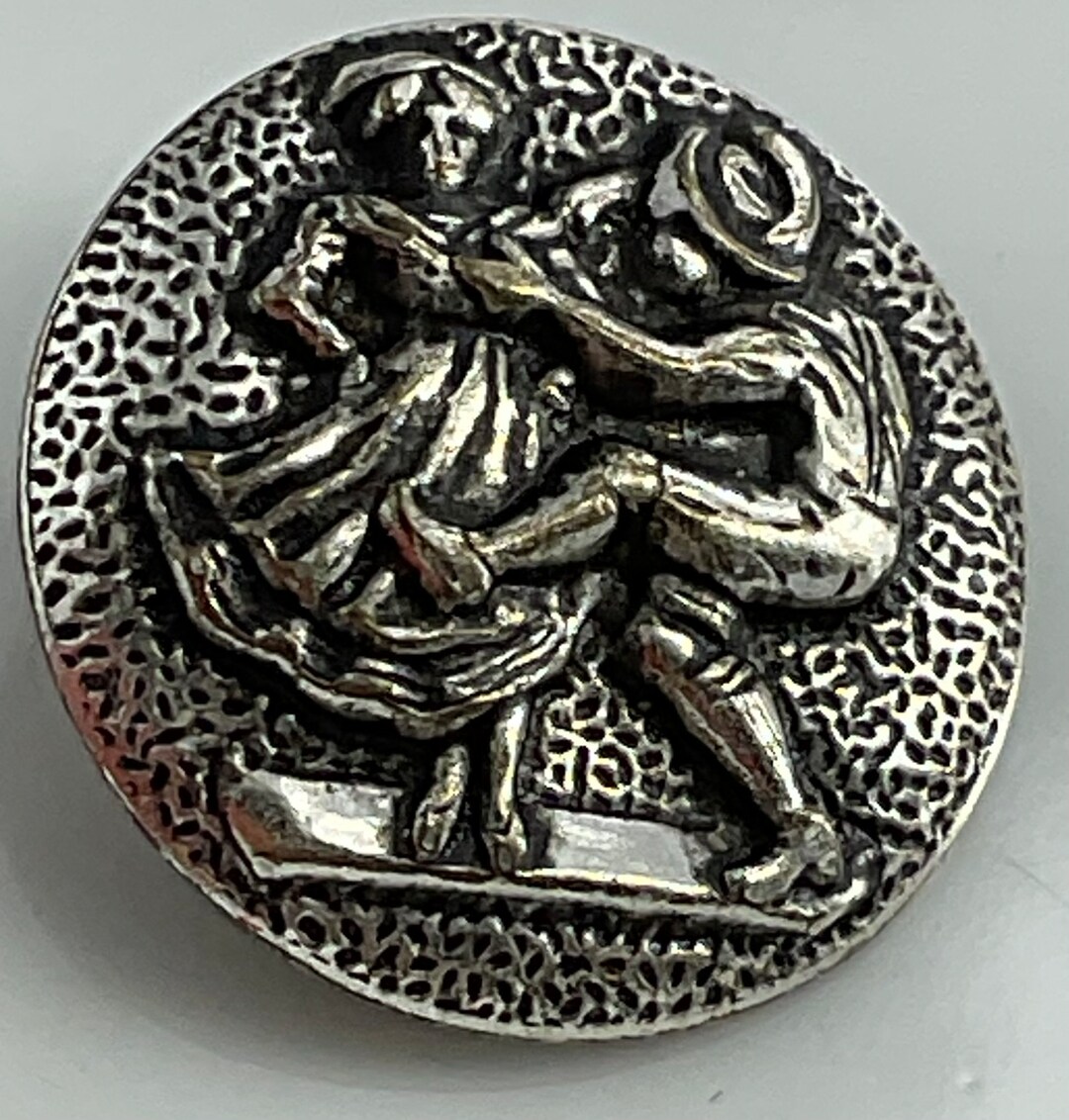 Metal Couple Square Dancing Vintage Picture Button Backmark Medium - Etsy