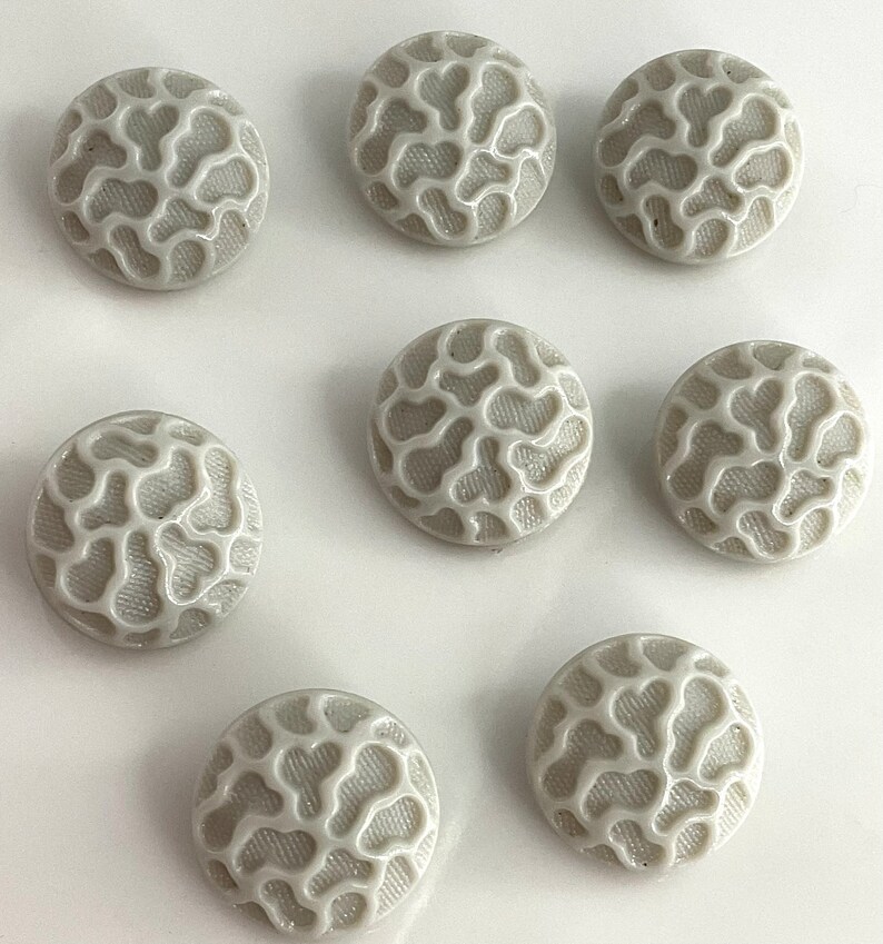 Set 8 Vintage Grey Gray Glass Buttons Small Unusual Design - Etsy