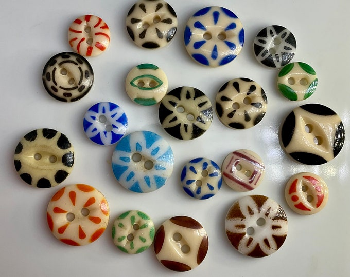 Lot 20 Antique China Stencil Buttons Variety Colors Patterns Old ...