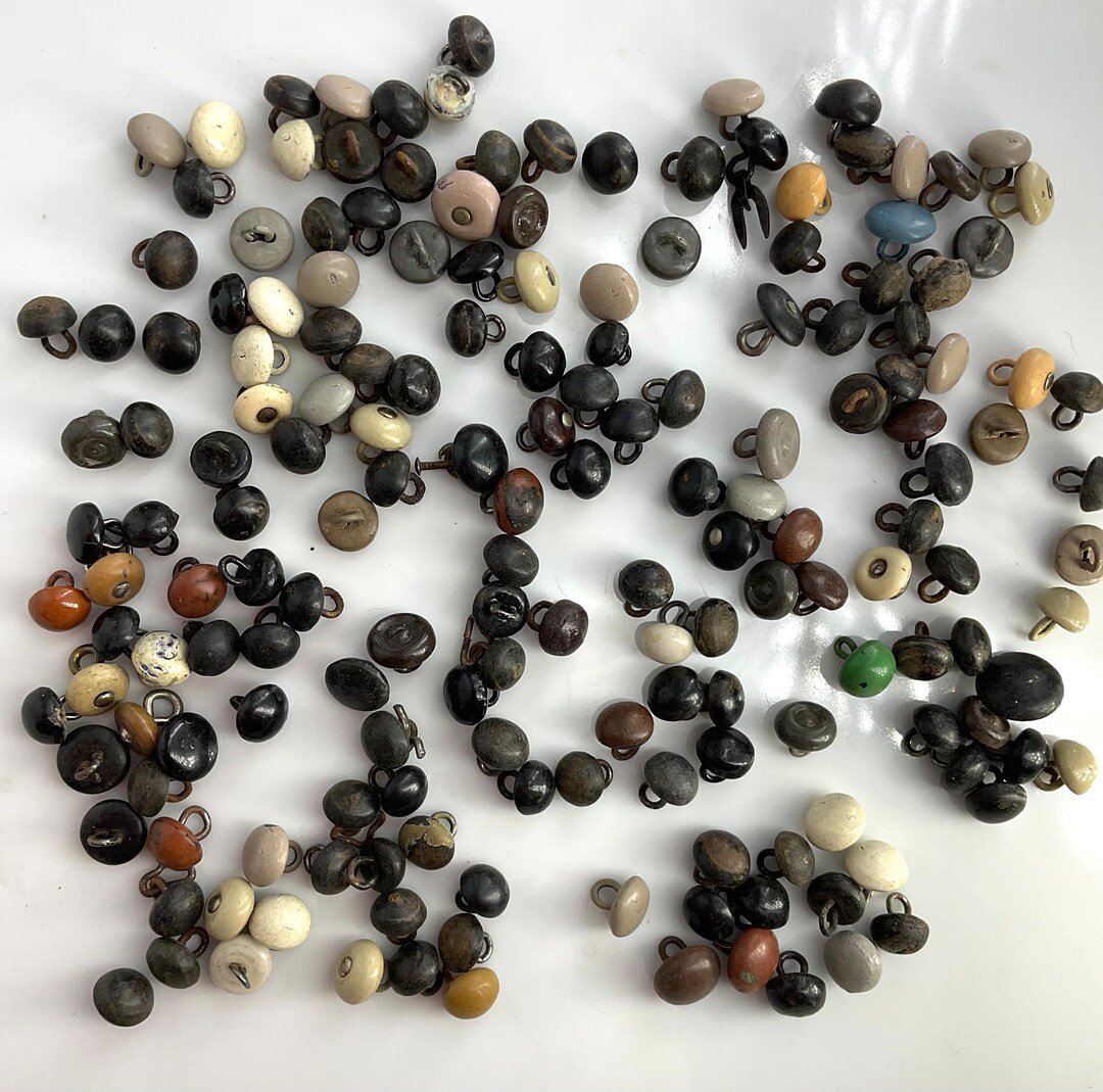 Lot 172 Antique Shoe Buttons Old Original for Crafts Teddy Bear Eyes ...
