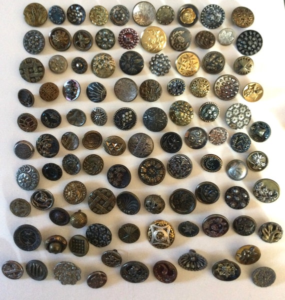 Lot 100 Antique Small Metal Buttons Old Variety Tints Flowers | Etsy