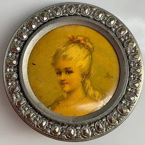 Large Color Lithograph Woman Portrait Metal Antique Button Old - Etsy