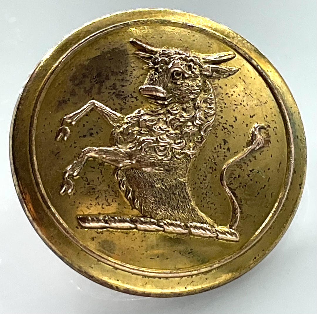 Antique British Livery Button Cow Bull Metal Firmin Back Mark Old - Etsy