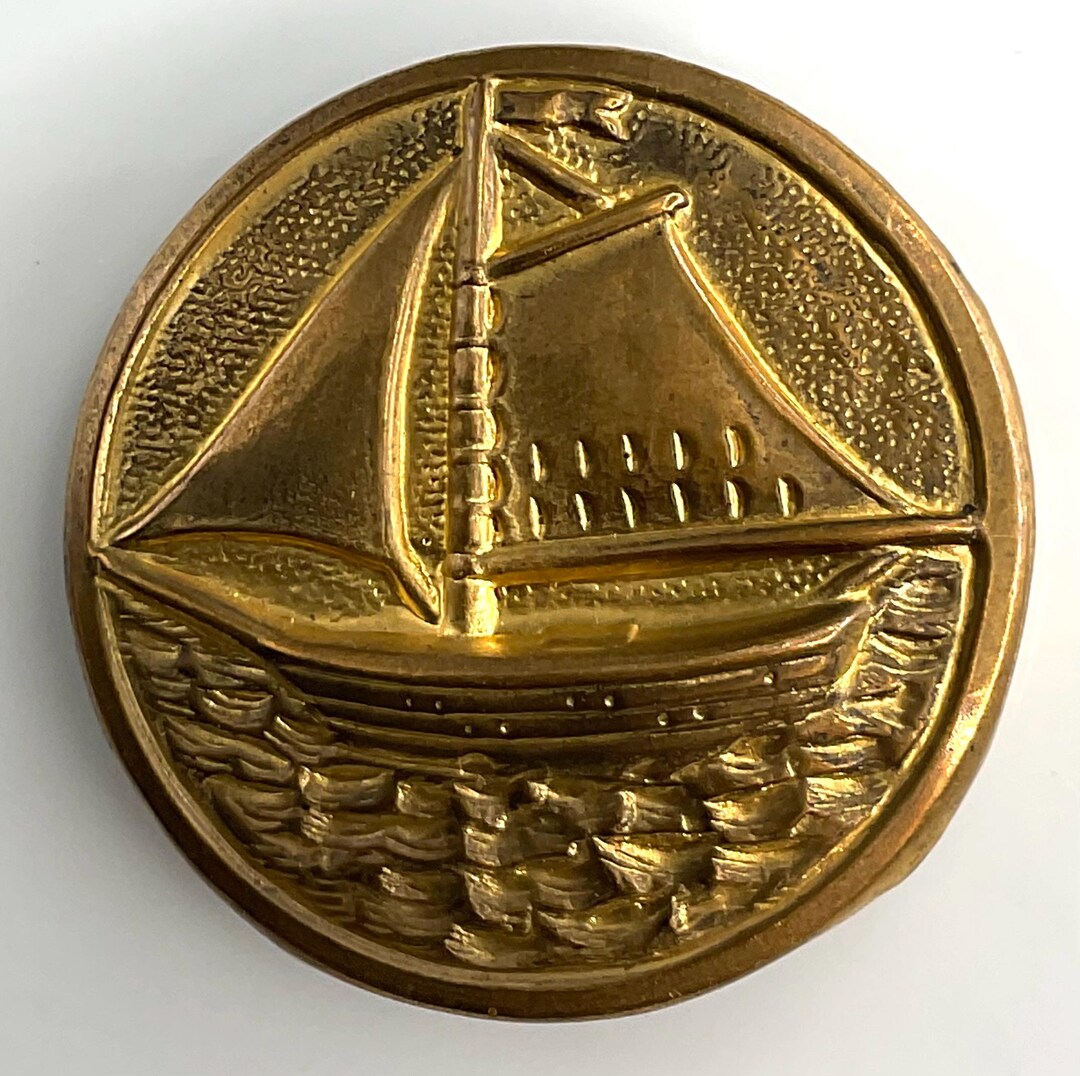 Large Antique Sailboat Picture Button Metal Old Pictorial - Etsy